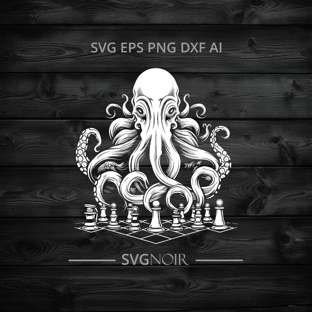 Octopus Playing Chess Svg Vector Graphic PNG EPS Dxf SVG Ai Cricut ...