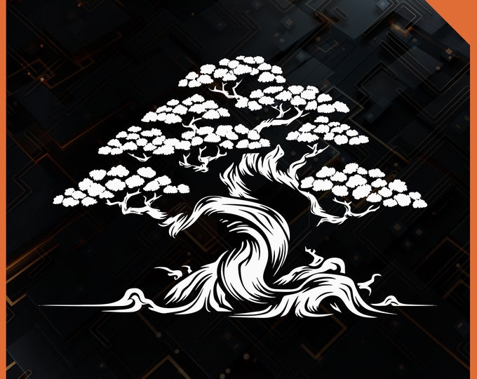 Bonsai Tree Vector Clipart in SVG, Ai, DXF, Eps, PNG Cricut, Silhouette ...