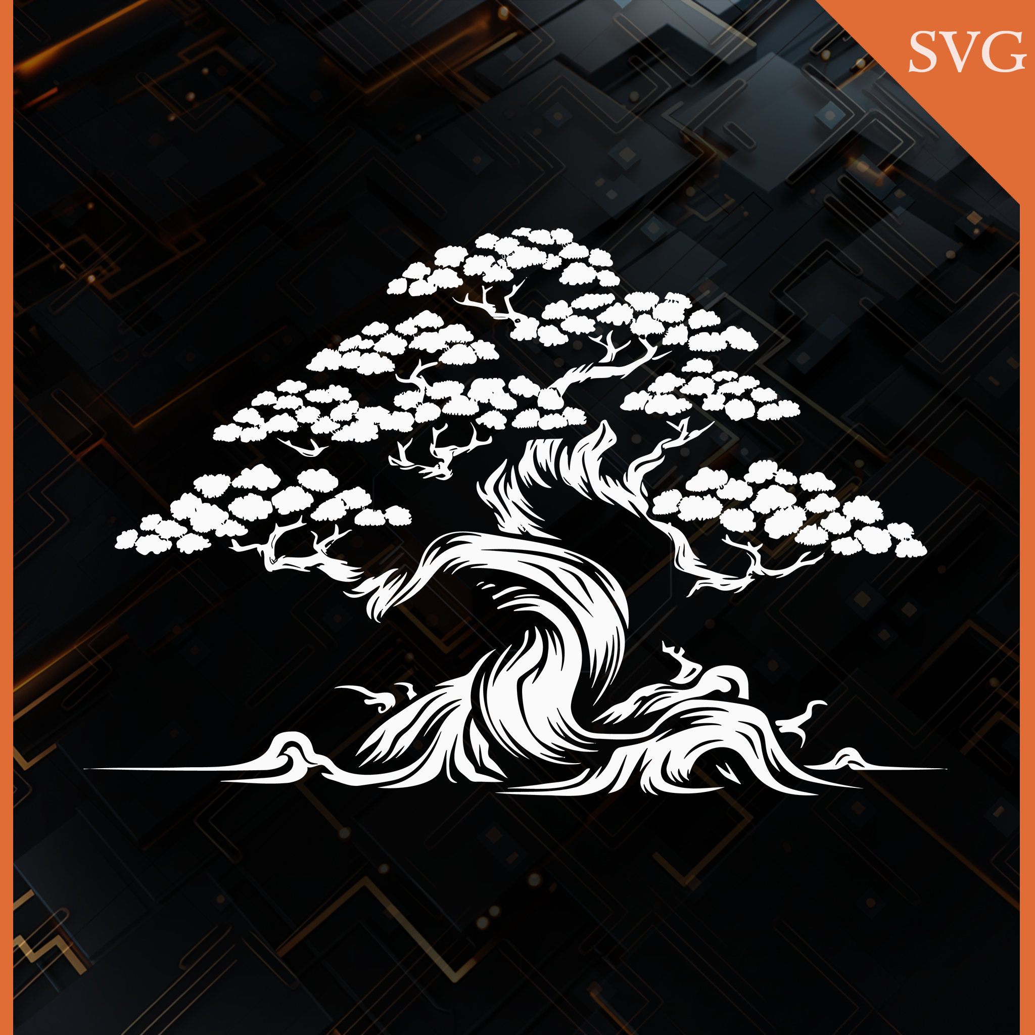 Bonsai Tree Vector Clipart en SVG, ai, DXF, eps, PNG / Cricut ...