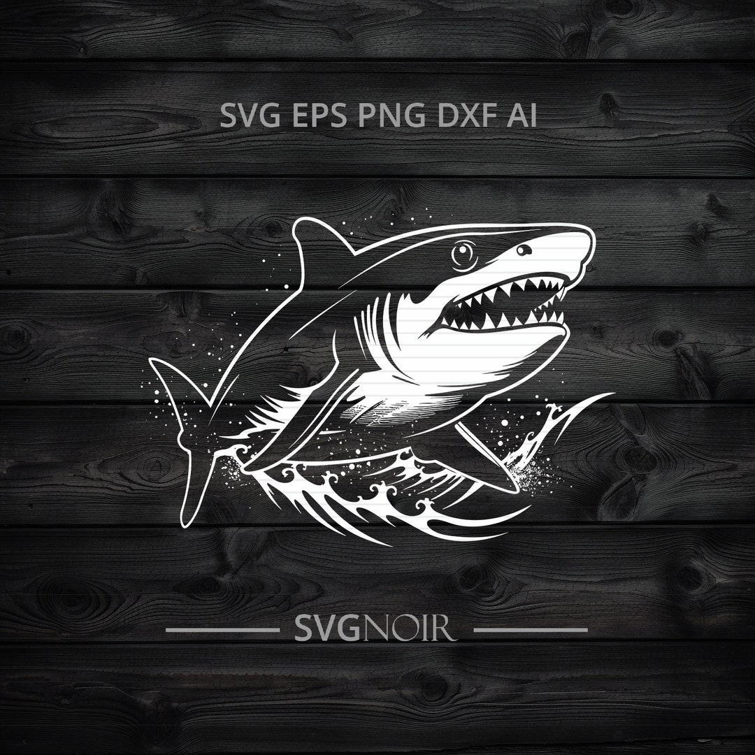 Shark Svg | Vector Graphic | PNG EPS Dxf SVG Ai | - Etsy