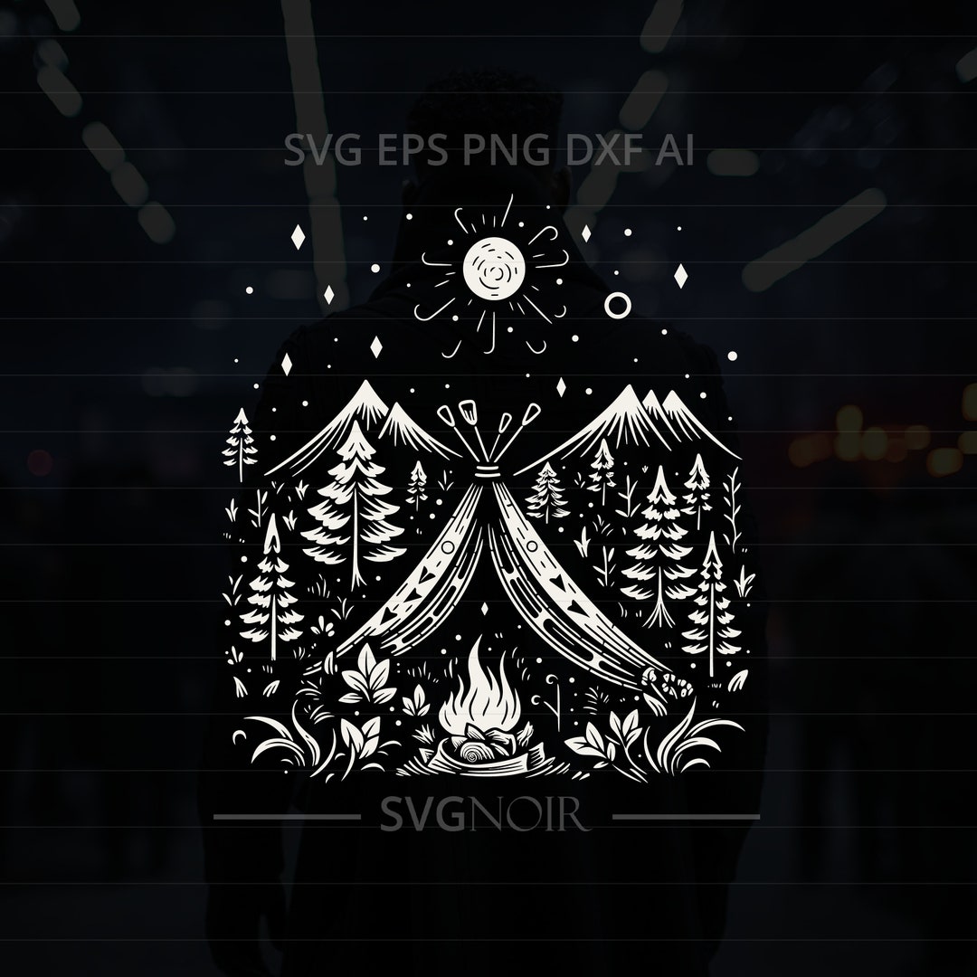 Camping Boho Vector Clipart in SVG, Ai, DXF, Eps, PNG | Cricut ...