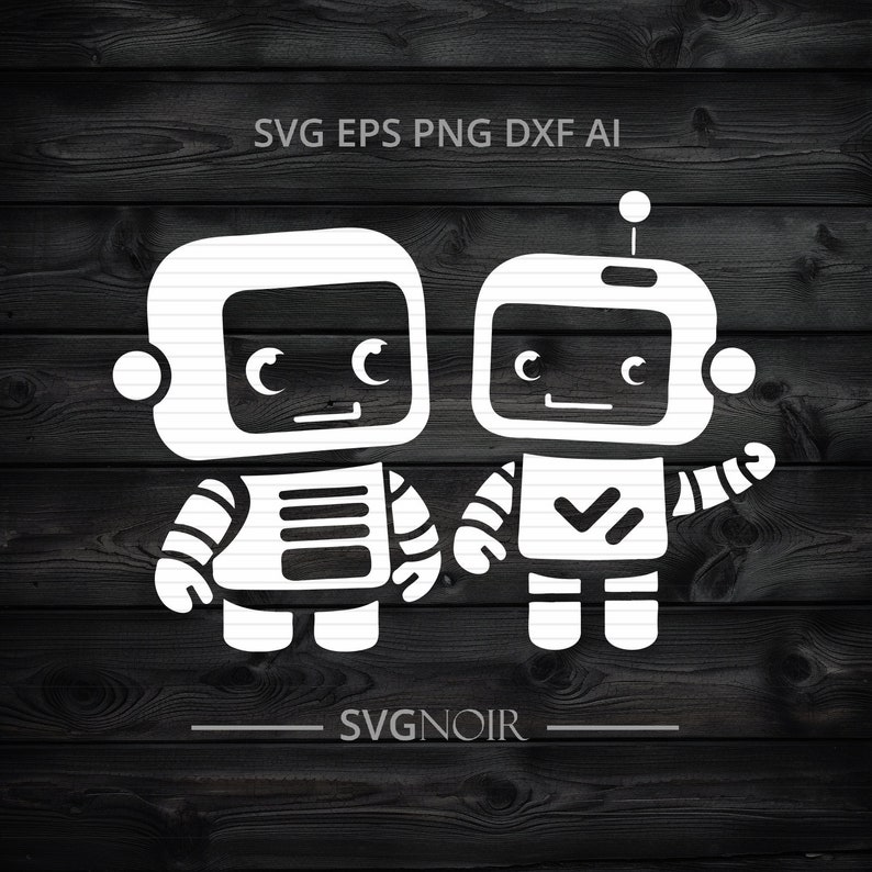 Cute Robots SVG PNG - Etsy