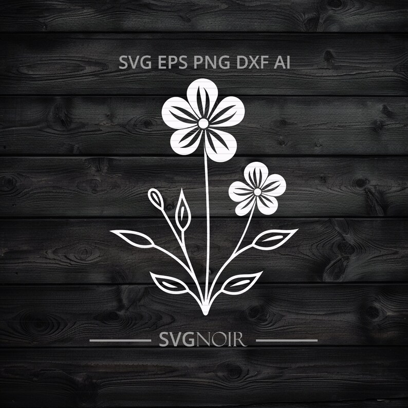 Flower Simple Vector Clipart in SVG, Ai, DXF, Eps, PNG Cricut ...