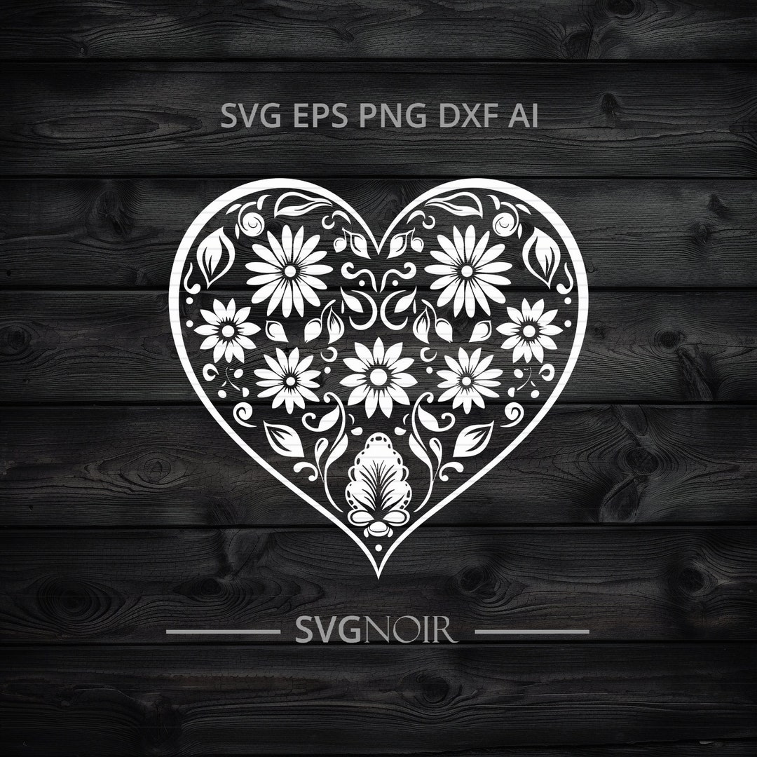 Boho Heart Shape Svg PNG EPS Dxf SVG Ai - Etsy