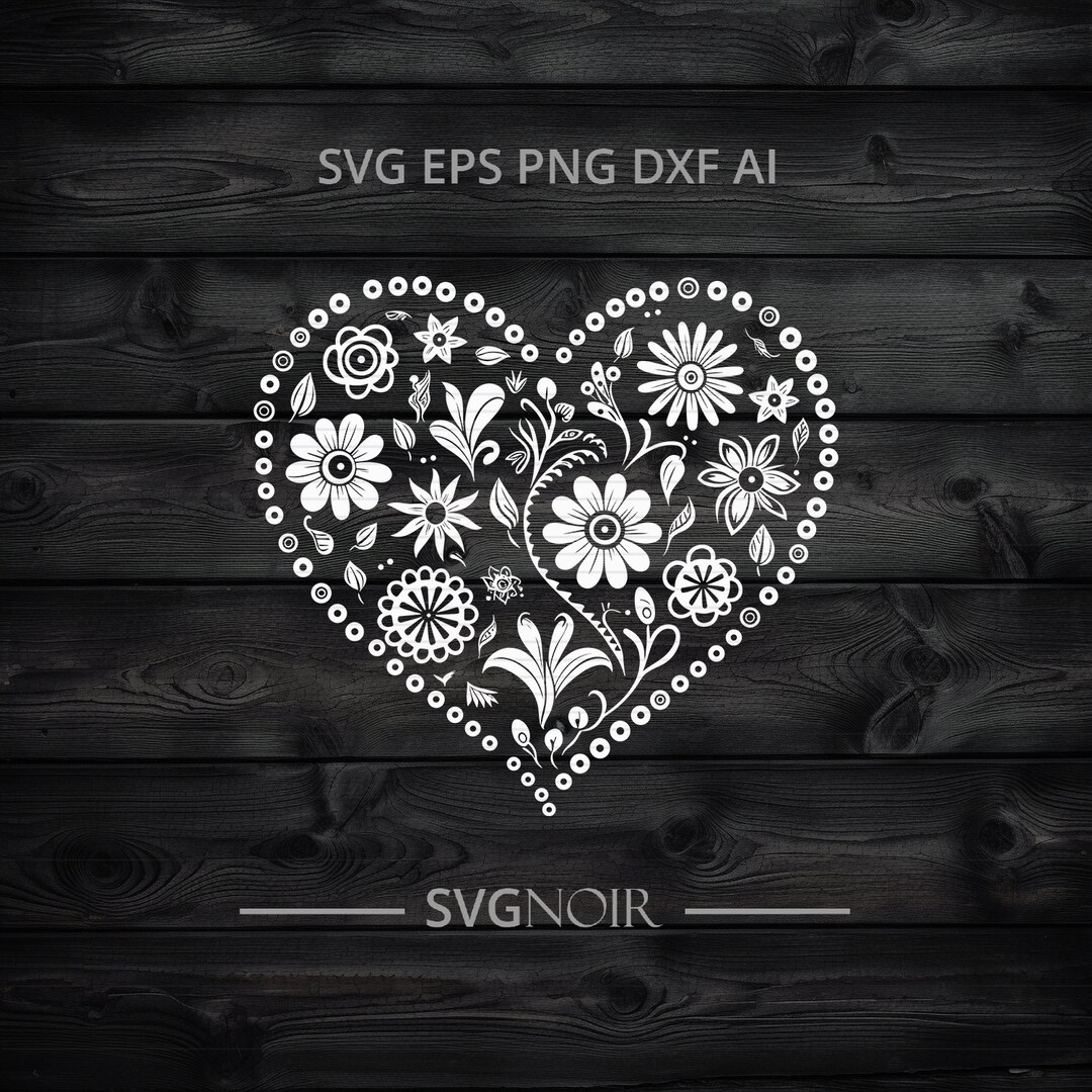 Boho Heart Shape Svg PNG EPS Dxf SVG Ai - Etsy