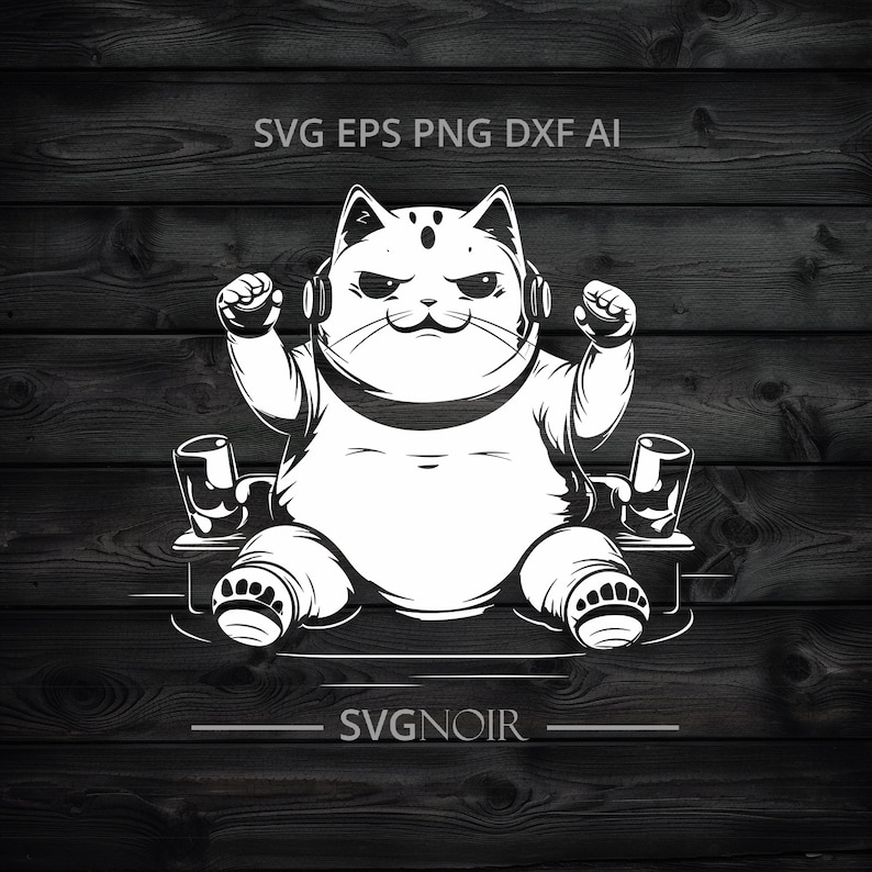 Fat Cat Svg Vector Graphic PNG EPS Dxf SVG Ai Cricut & - Etsy