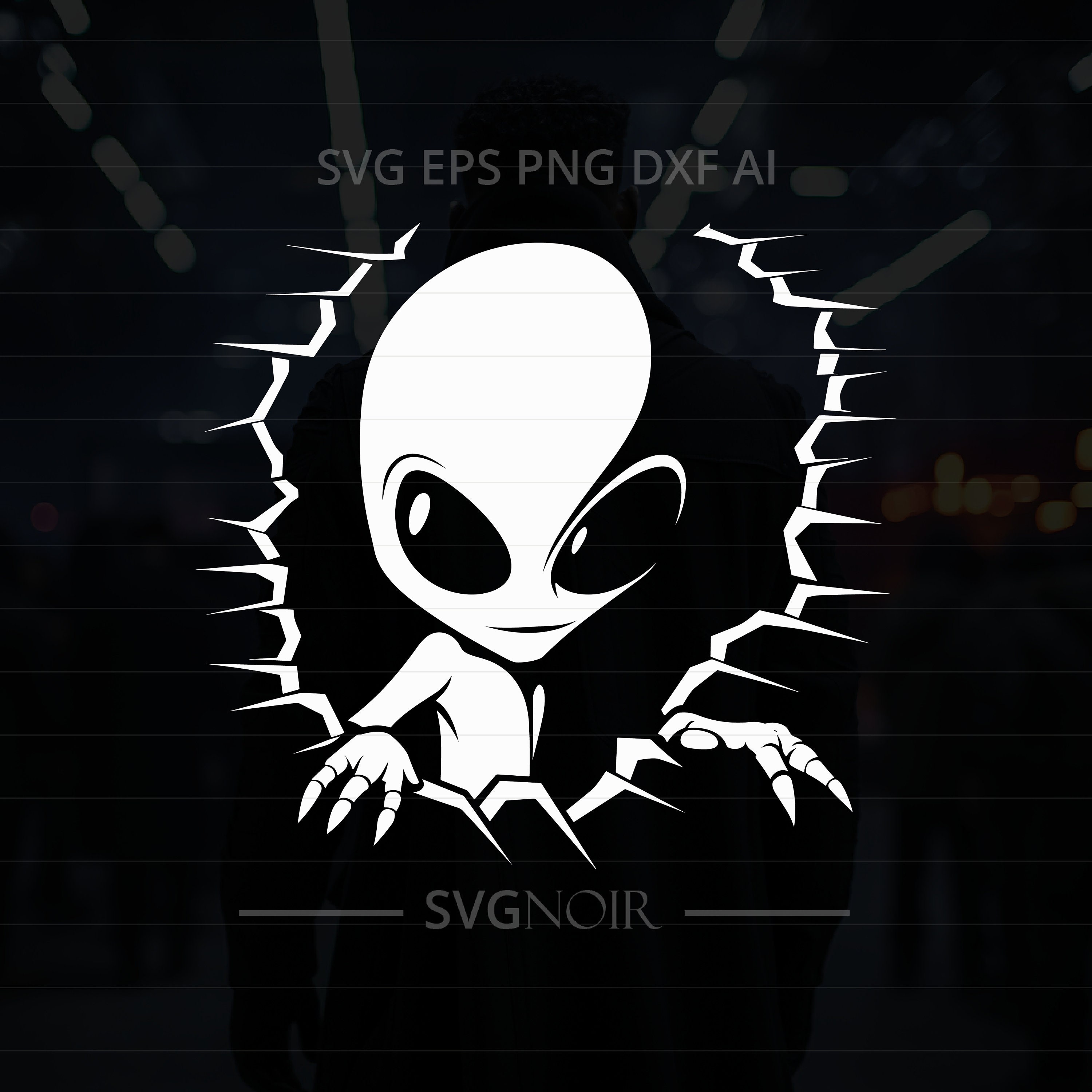 Alien Cute Vector Clipart in SVG, Ai, DXF, Eps, PNG Cricut, Silhouette ...