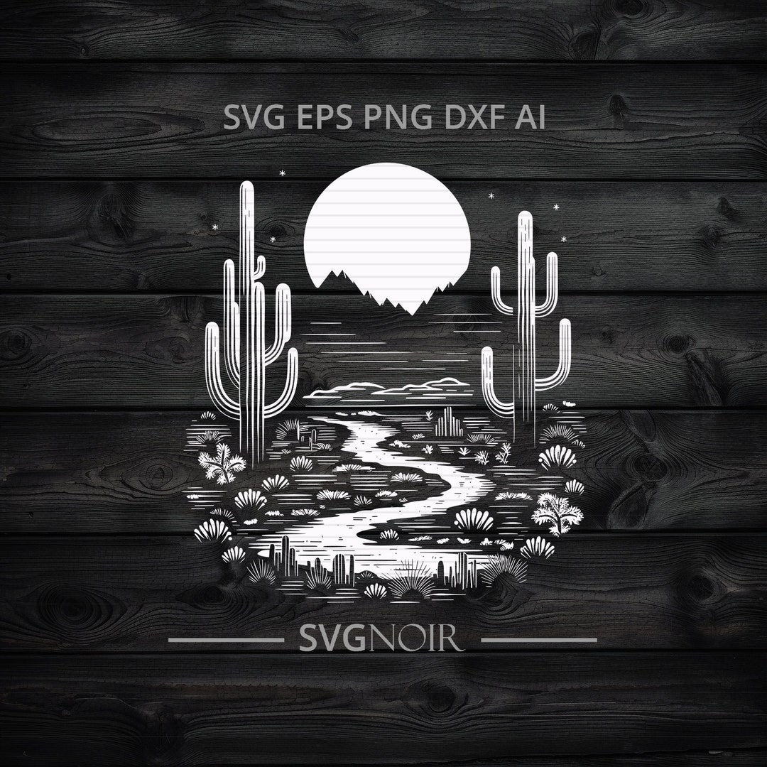 Boho Desert Landscape Vector Clipart in SVG, Ai, DXF, Eps, PNG Cricut ...