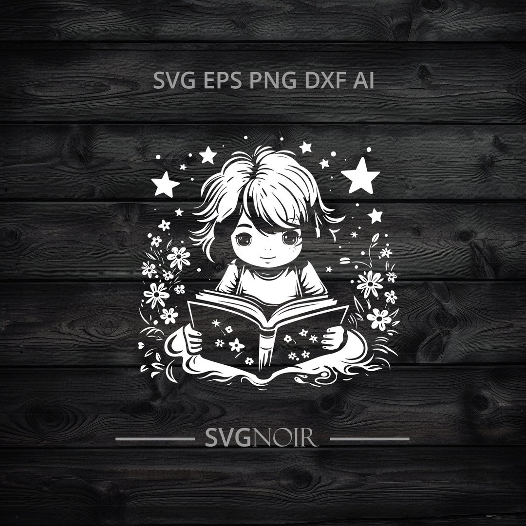 Cute Girl Reading Svg PNG EPS Dxf SVG Ai - Etsy