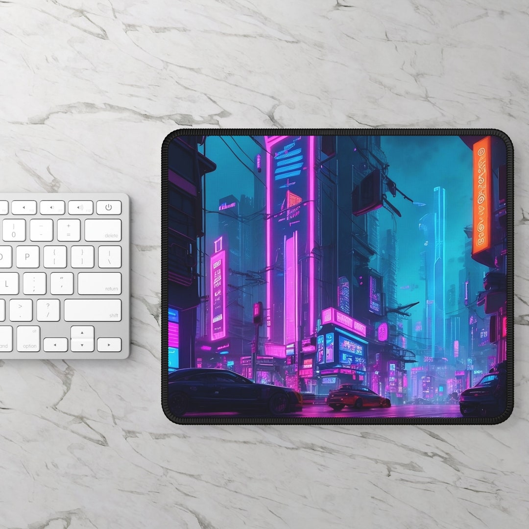 Cyberpunk Gaming Mouse Pad Neon Lights Cyberpunk City - Etsy