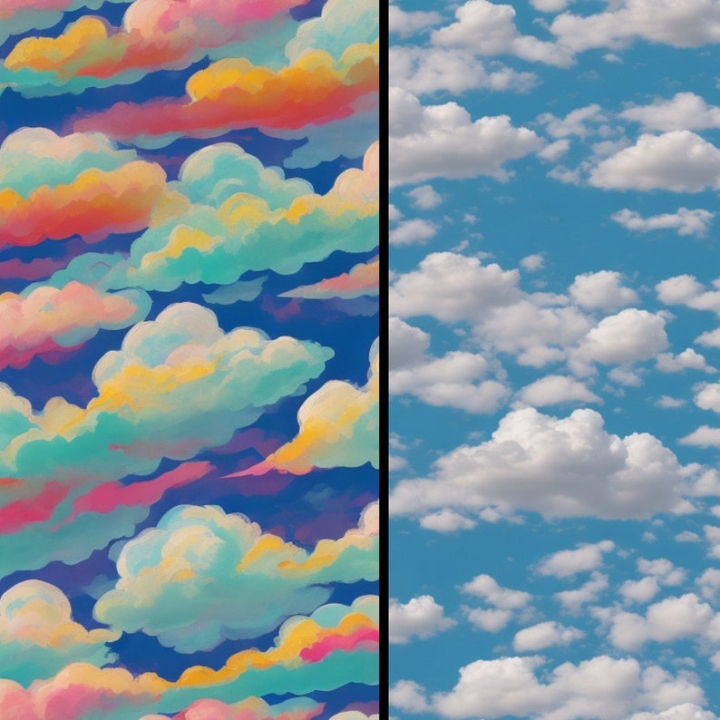 SVG, Digital Paper, Vibrant Cloudy Sky, Seamless Clouds and Sky Designs ...