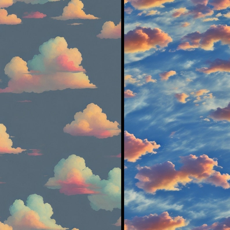 SVG, Digital Paper, Vibrant Cloudy Sky, Seamless Clouds and Sky Designs ...