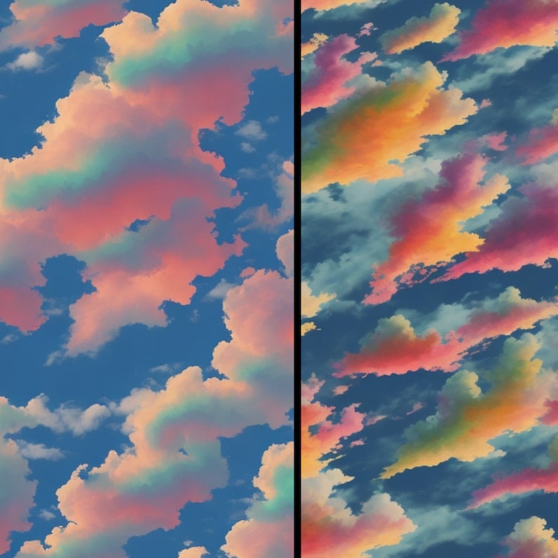 SVG, Digital Paper, Vibrant Cloudy Sky, Seamless Clouds and Sky Designs ...