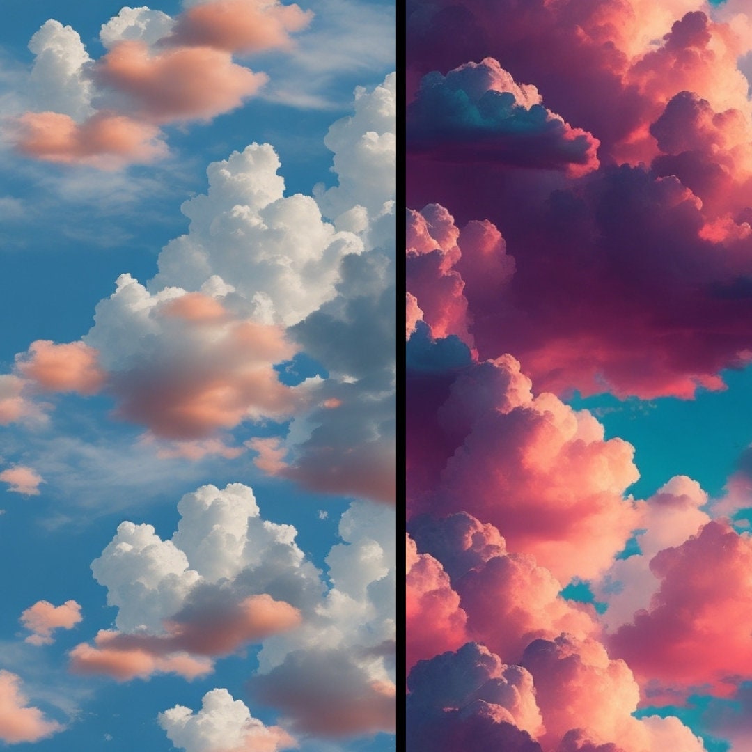 SVG, Digital Paper, Vibrant Cloudy Sky, Seamless Clouds and Sky Designs ...