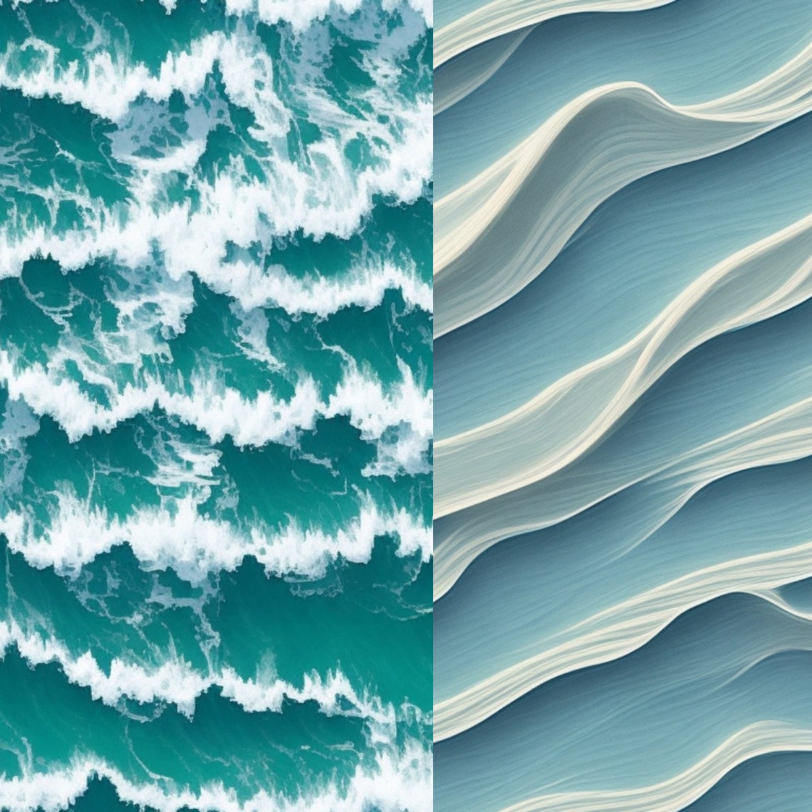 SVG Digital Paper Ocean Waves Style Seamless Waves and - Etsy