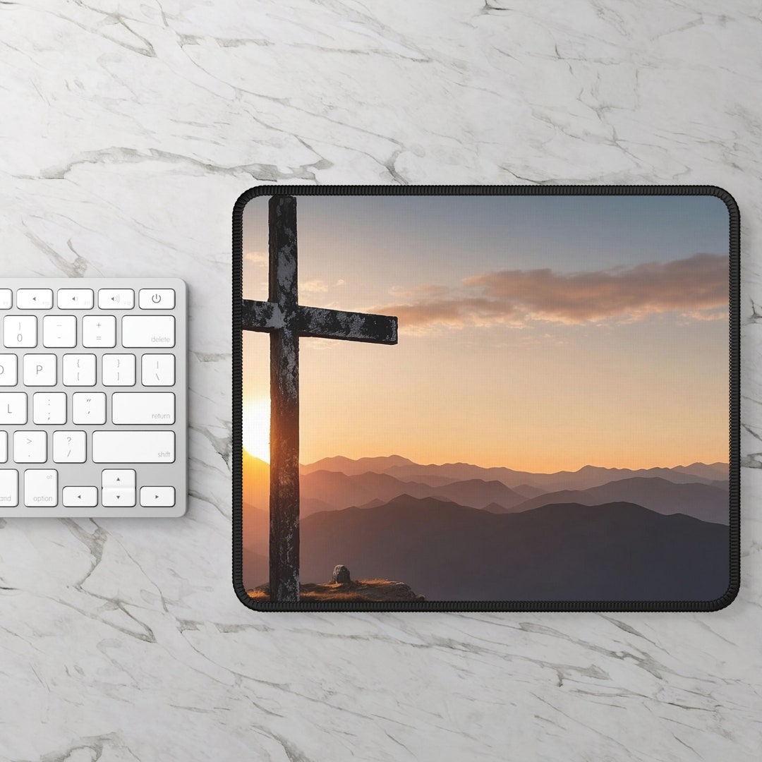 Christian Mouse Pad Christian Cross on a Mountain Sunset on - Etsy
