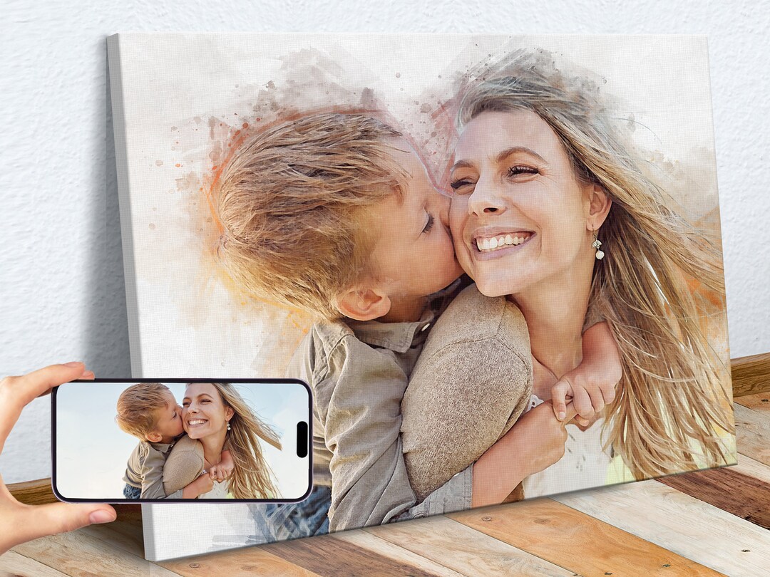 Watercolor Mother & Child Portrait Painting From Photo Custom - Etsy