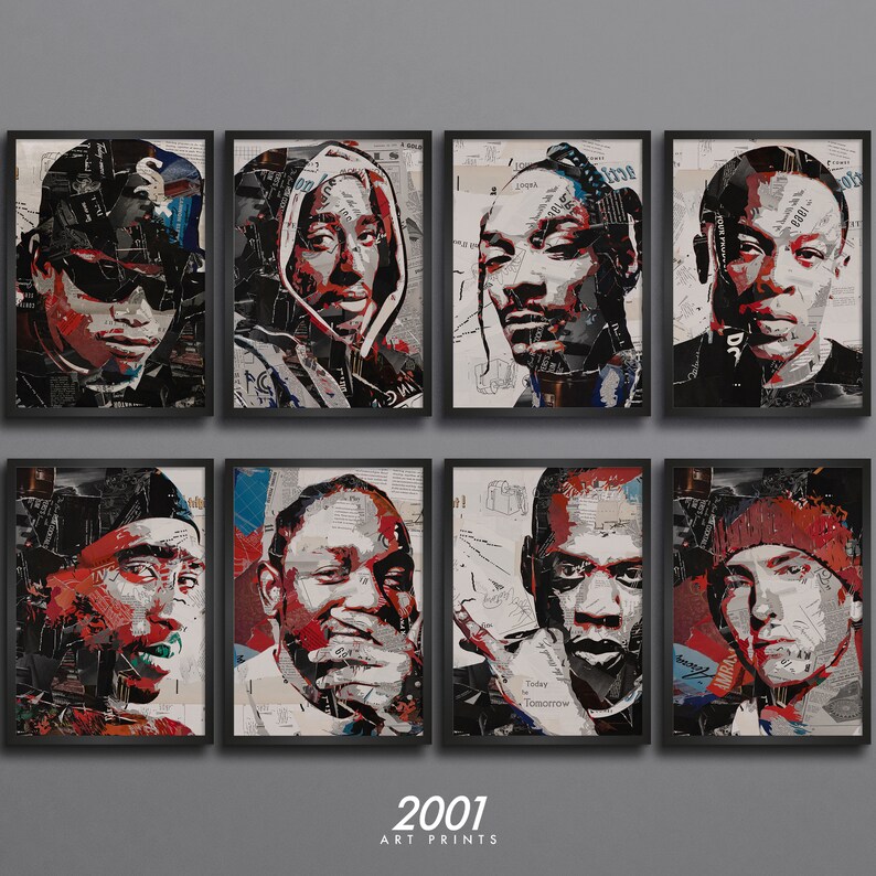 90s Hip Hop Rapper Legends Collage Poster Set (digital Download) - Etsy