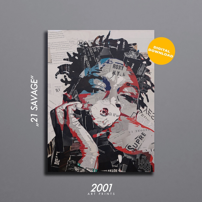 Digital Download 1 Set Rapper Portrait Vintage Collage Poster Single ...