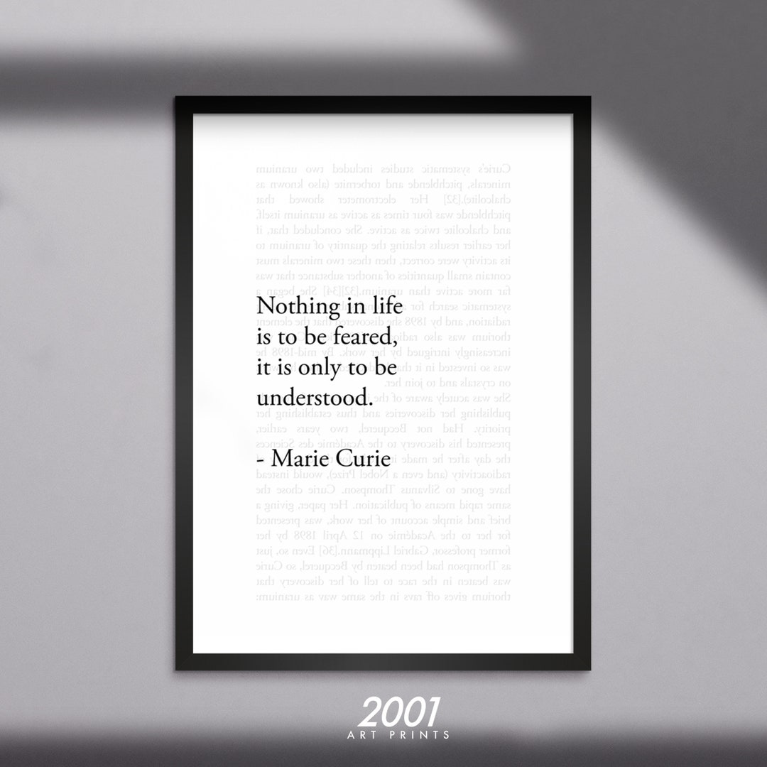 Marie Curie Inspirational Quote Poster Motivational Wall Picture ...