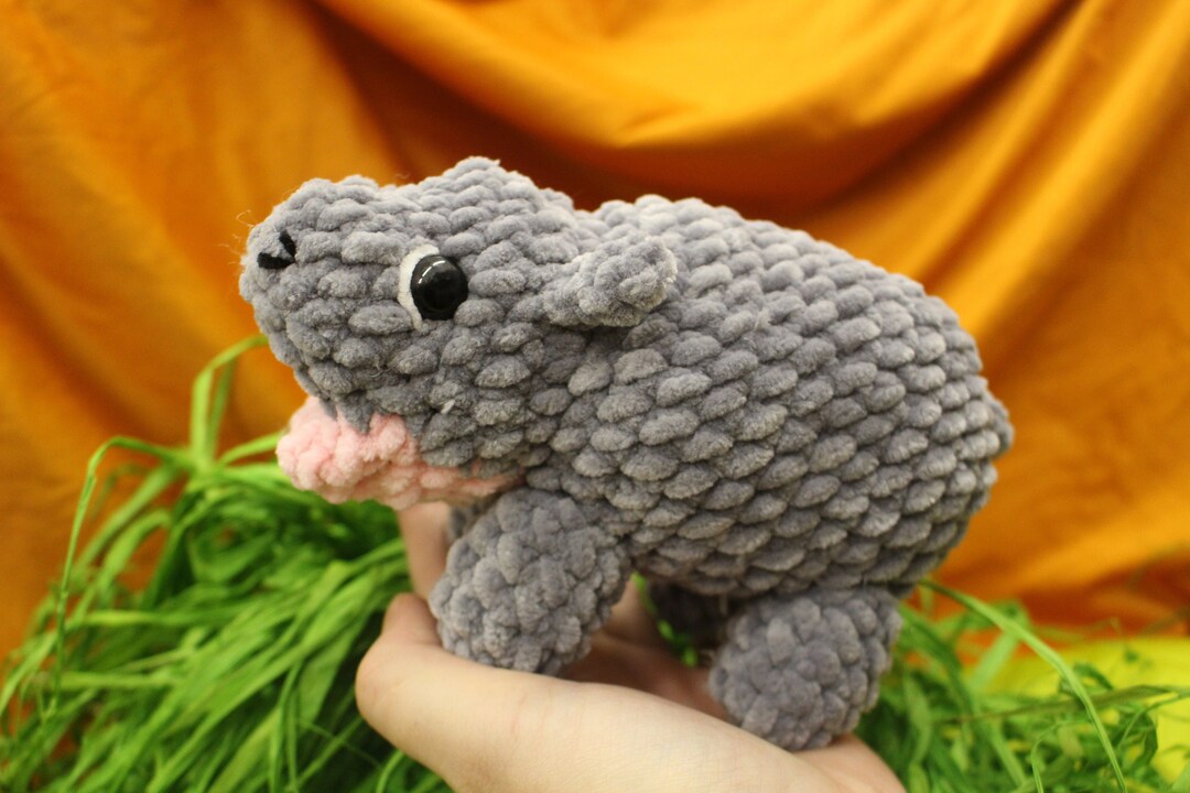 Cute Moo Deng Crochet Plushie Chenille Yarn Baby Hippo Pygmy Hippo ...