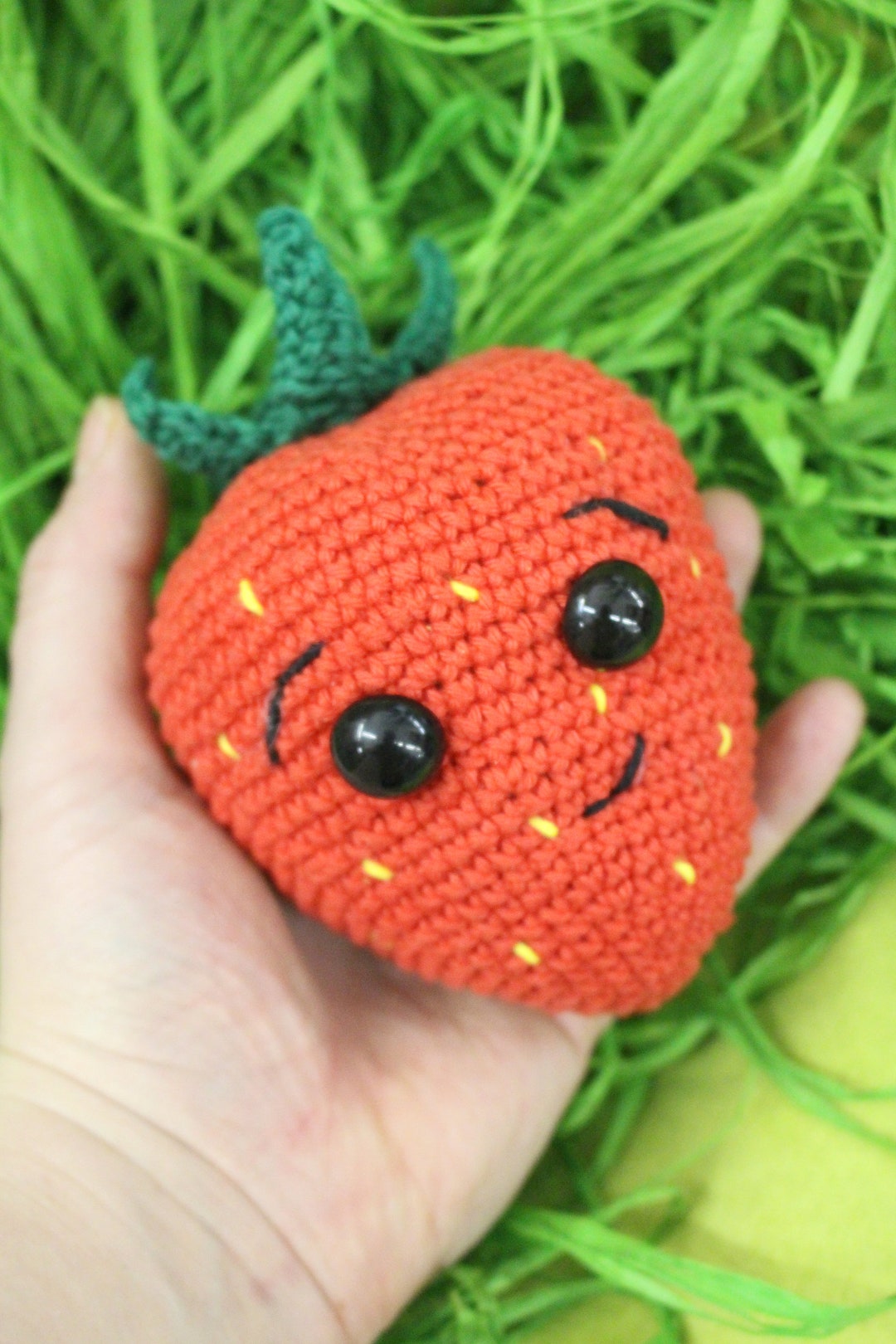 Crochet Pattern Little Cute Smiling Strawberry Crochet Pattern Happy ...
