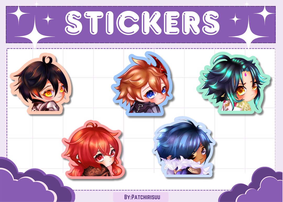 Genshin Impact Chibi Head Stickers Zhongli Xiao Diluc and More - Etsy