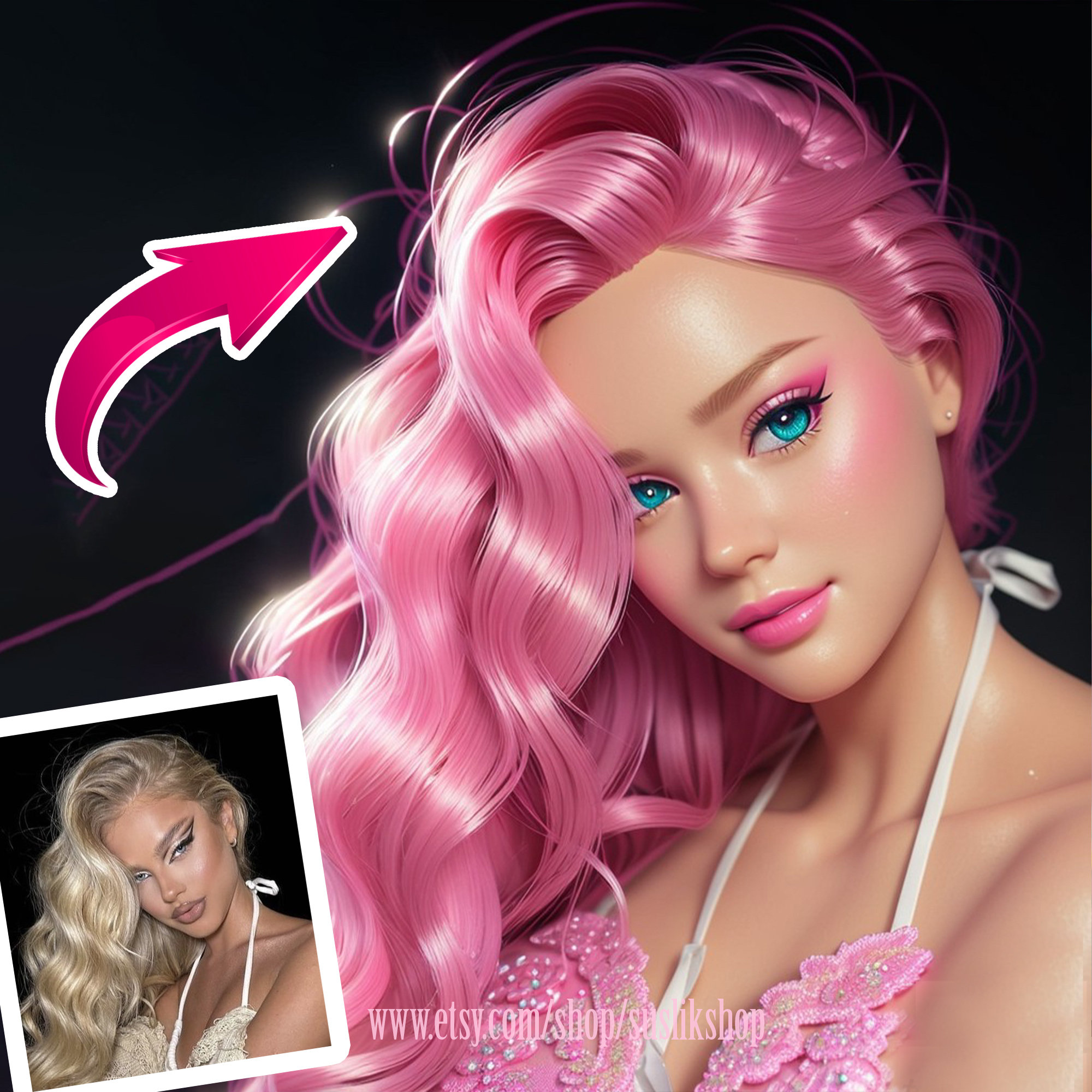 DOLL Style Custom Self Portrait From Photo Personalized Doll Portrait ...