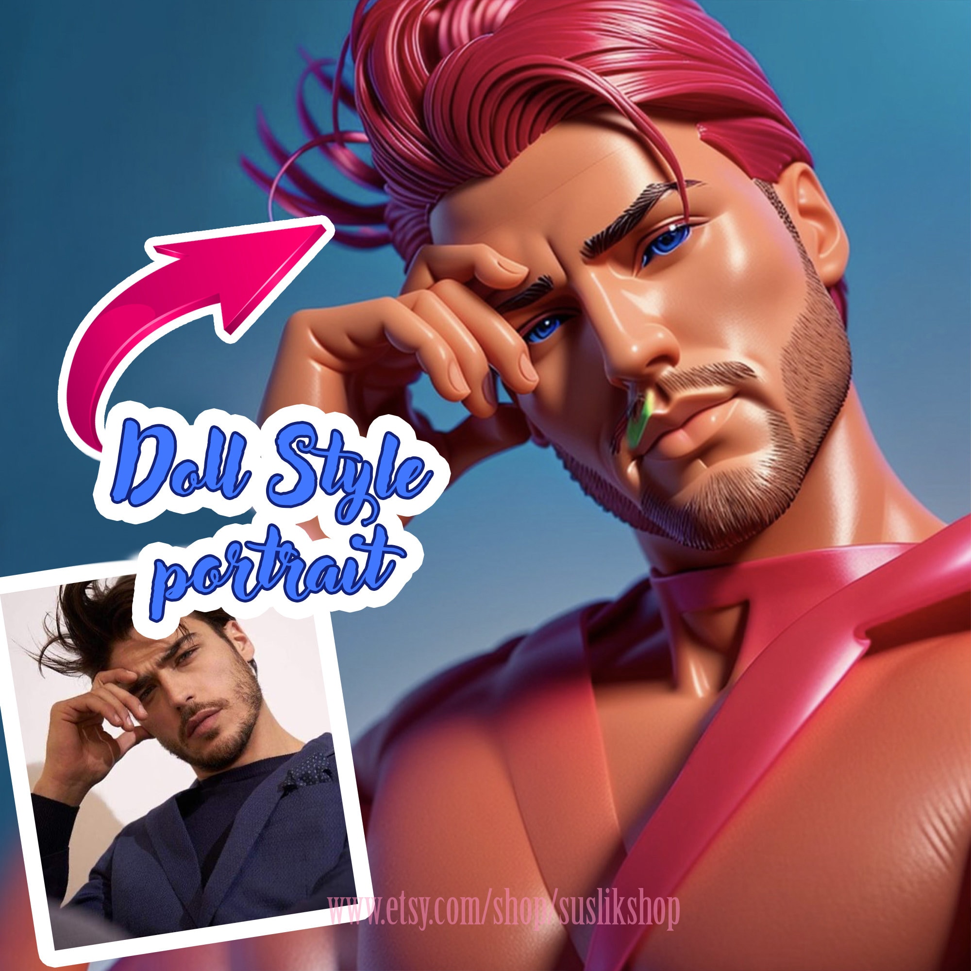 DOLL Style Custom Self Portrait From Photo Personalized Doll Portrait ...