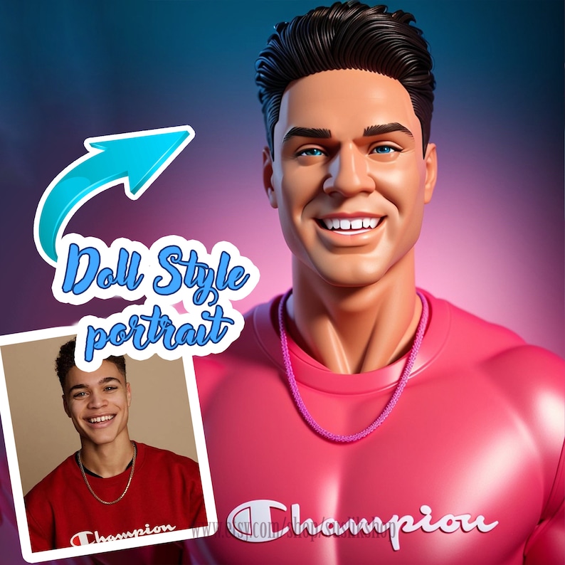 DOLL Style Custom Self Portrait From Photo Personalized Doll Portrait ...