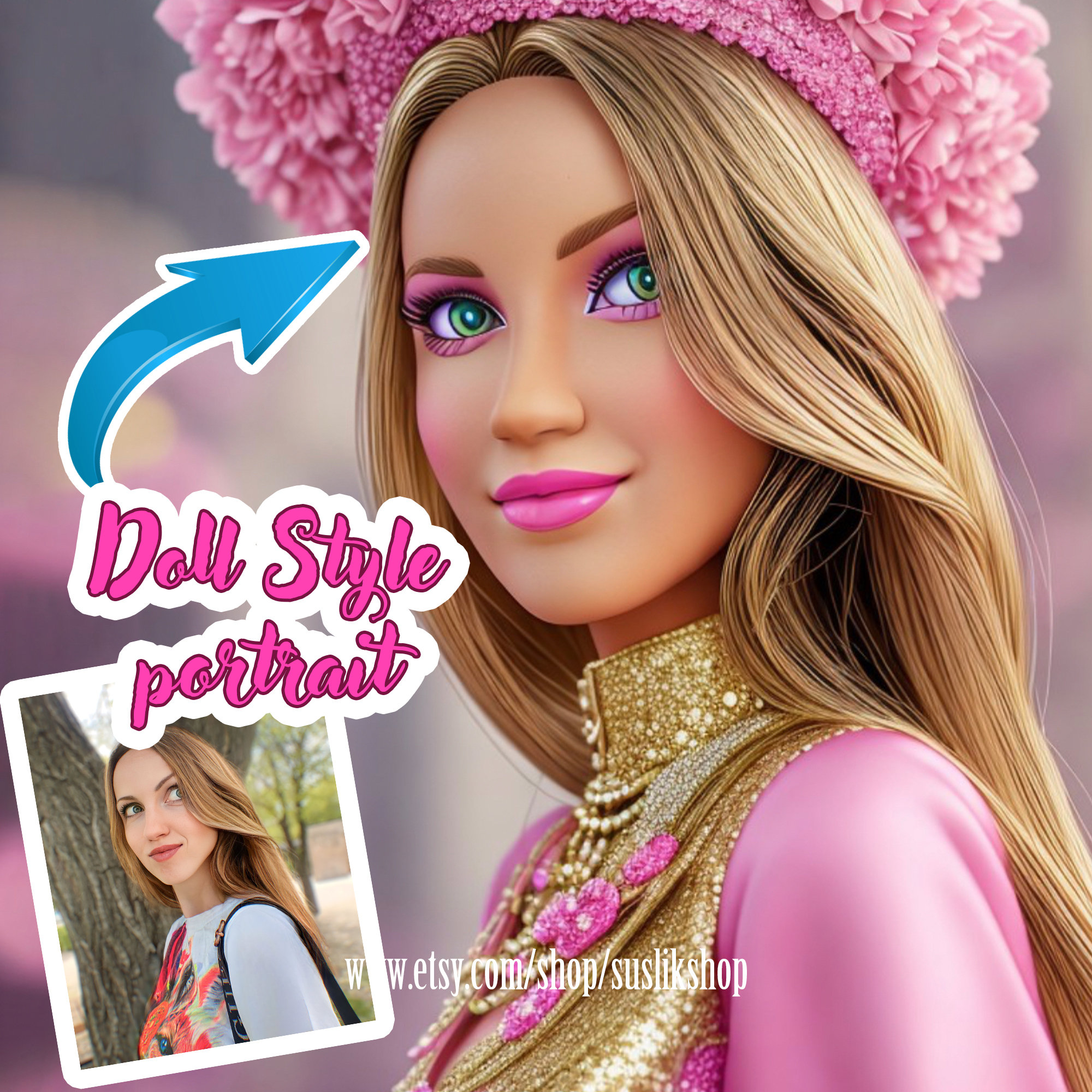 DOLL Style Custom Self Portrait From Photo Personalized Doll Portrait ...