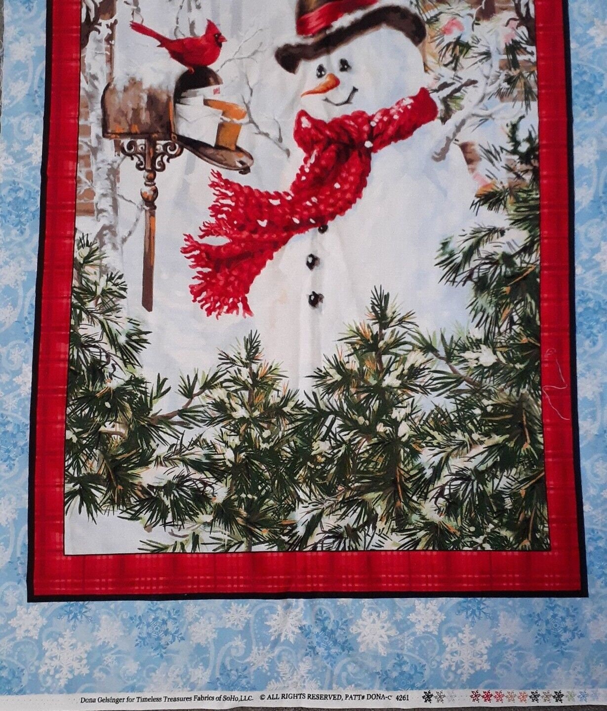 23 X 43 Panel Snowman Letters Snow Panel Cotton Fabric Panel Dona ...