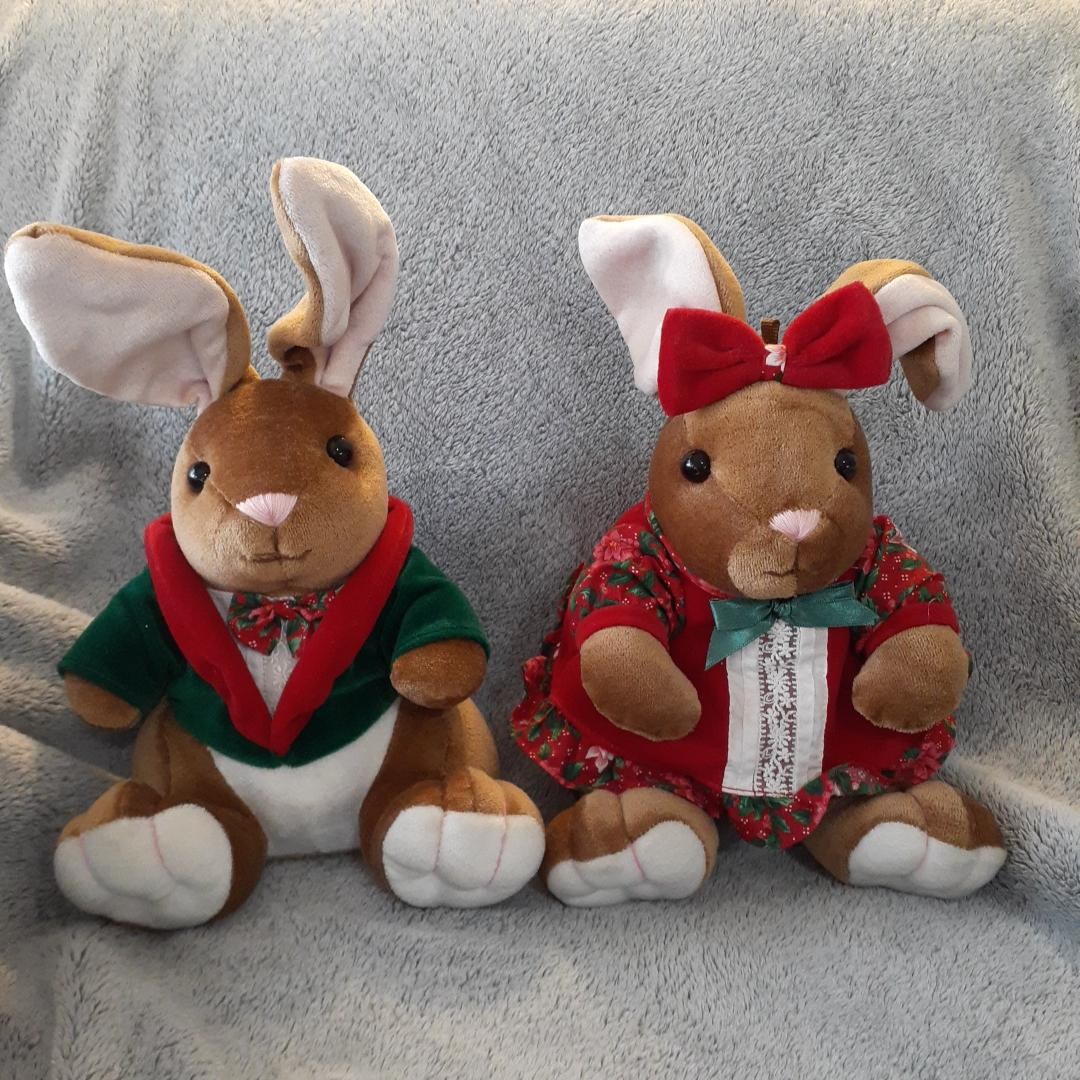 Set of 2 1995 Vintage Commonwealth Target VELVETEEN RABBITS Christmas ...