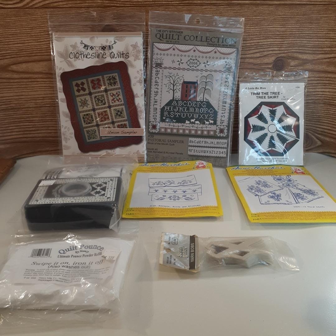 Craft Lot of 8 Pcs -quilting Patterns Quilt Pounce +refill Aunt Martha ...