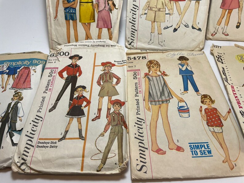 VNTG 60s Kids Sewing Patterns #13 Lot Cut Butterick Mccalls Simplicity ...