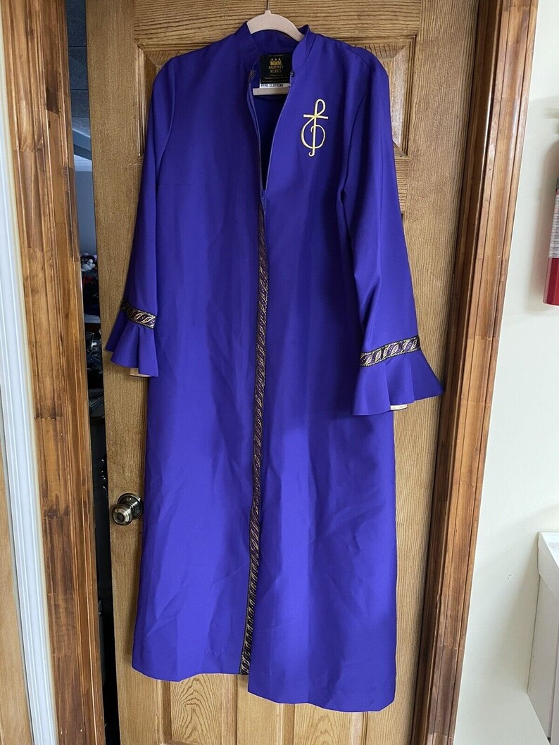 Vintage Murphy Robe Purple Embroidered Panels Choir Clergy Bell Sleeves ...