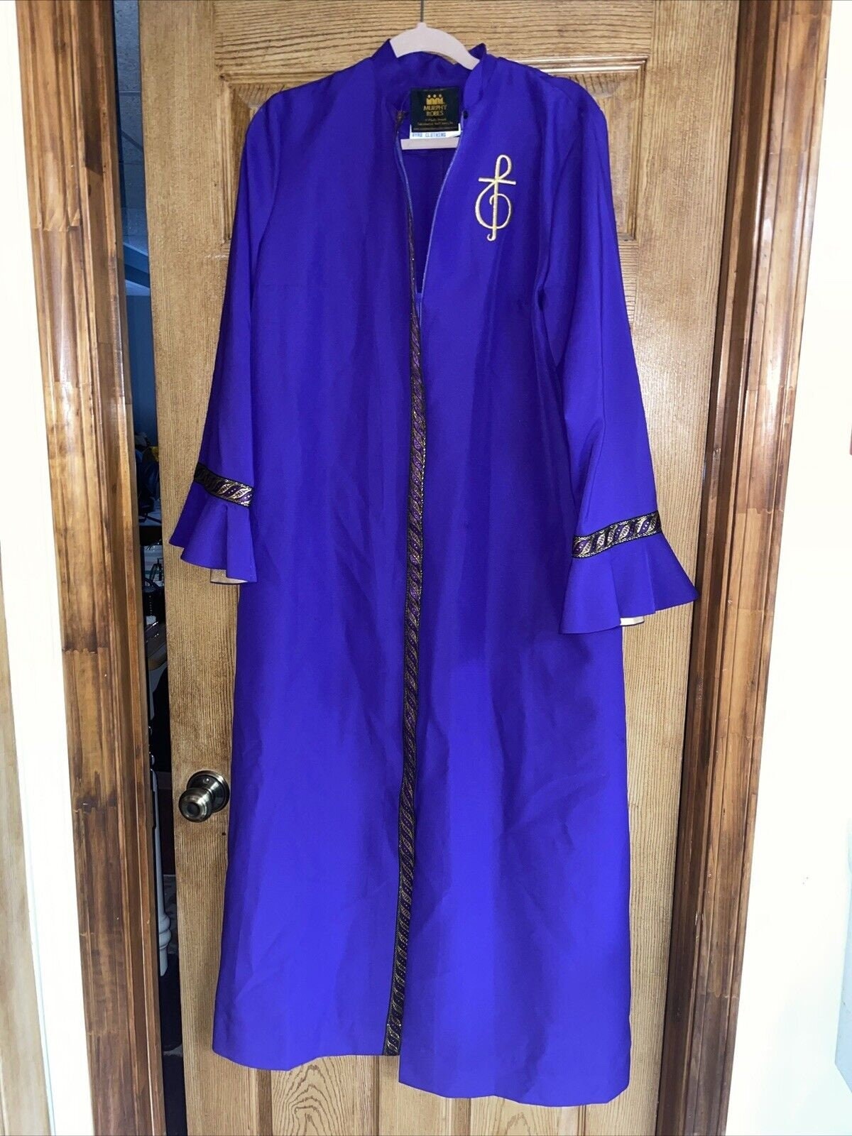 Vintage Murphy Robe Purple Embroidered Panels Choir Clergy Bell Sleeves ...