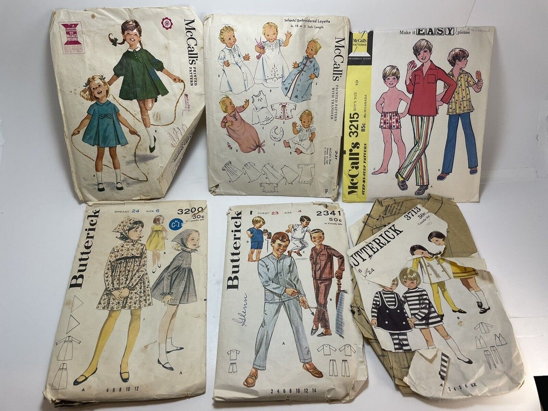 VNTG 60s Kids Sewing Patterns #13 Lot Cut Butterick Mccalls Simplicity ...