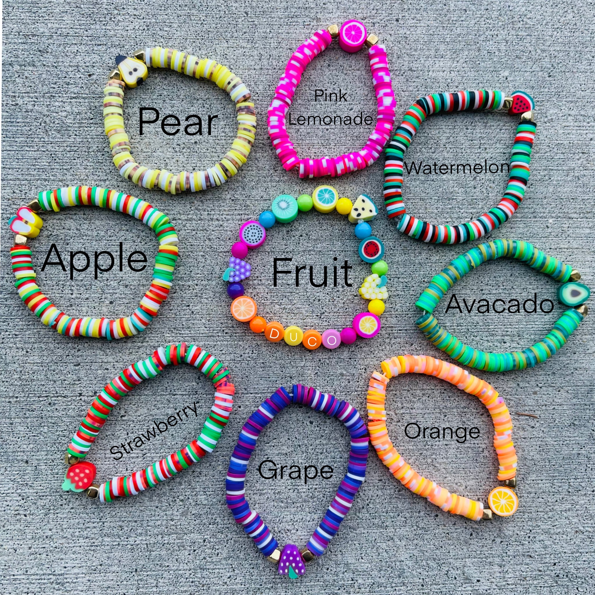 Tropical Fruit-themed Treasures/ Nine-fruit Fiesta Bracelets/ Fruit ...