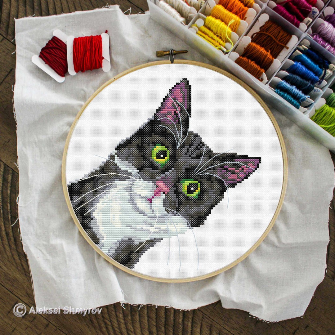 Funny Tuxedo Cat Cross Stitch Pattern (PDF) |cute Cat Lover Gift ...