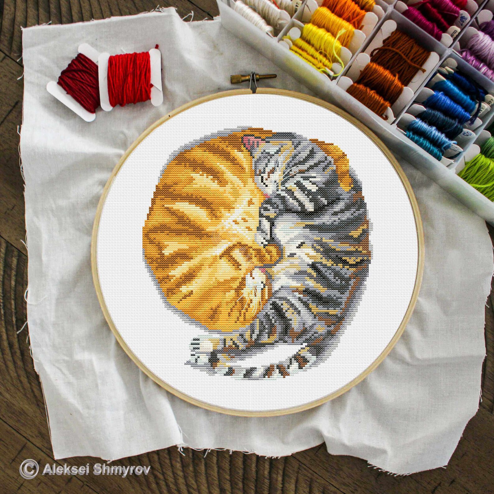 Orange and Tabby Cats Cross Stitch Patterns Set, Funny Cross Stitch ...