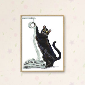 Bathroom Black Cats Cross Stitch Patterns Set, Funny Cross Stitch, Cat Lover Gift, Cat ...