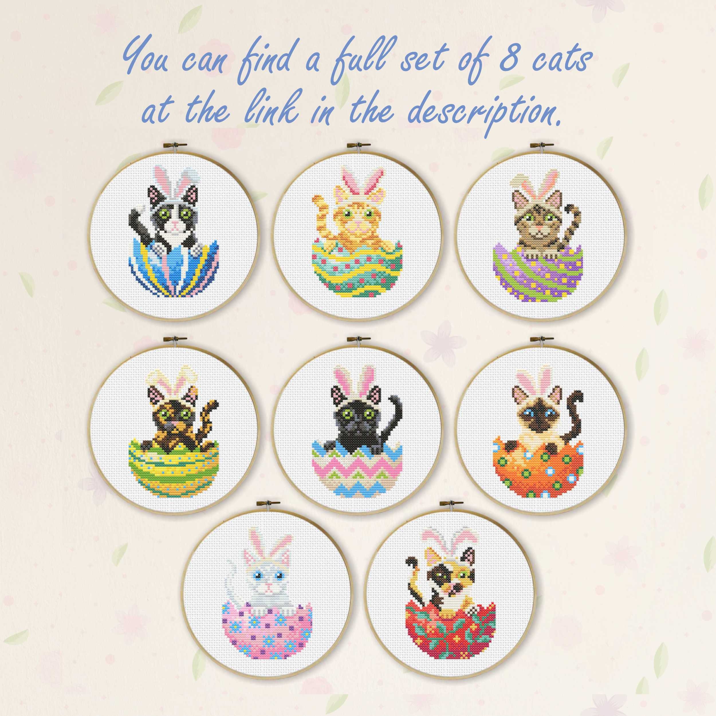 Black Cat Easter Cross Stitch Pattern, Funny Cross Stitch, Cat Lover ...