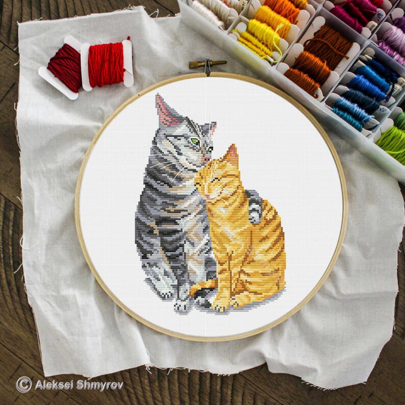 Orange and Tabby Cats Cross Stitch Patterns Set, Funny Cross Stitch ...