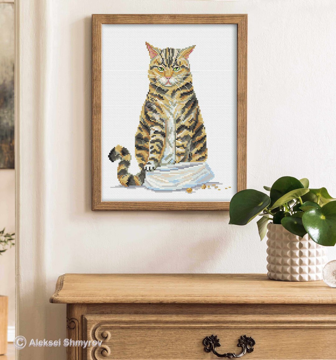 Hungry Tabby Cat Cross Stitch Patterns Set, Funny Cross Stitch, Cat ...