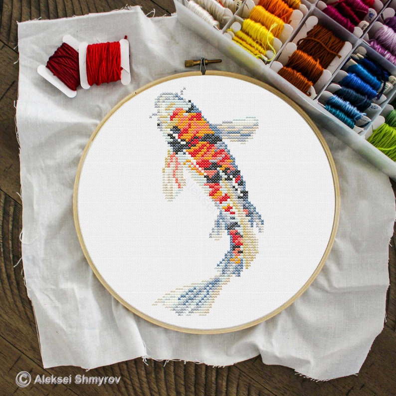 Koi Fish Cross Stitch Patterns Set, Funny Cross Stitch, Fish Decor ...