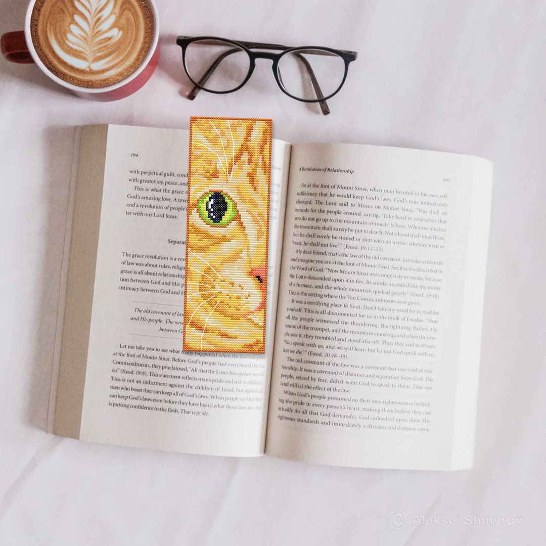 Orange Cat Bookmark Cross Stitch Pattern, Cat Lover Gift, Funny Cross ...