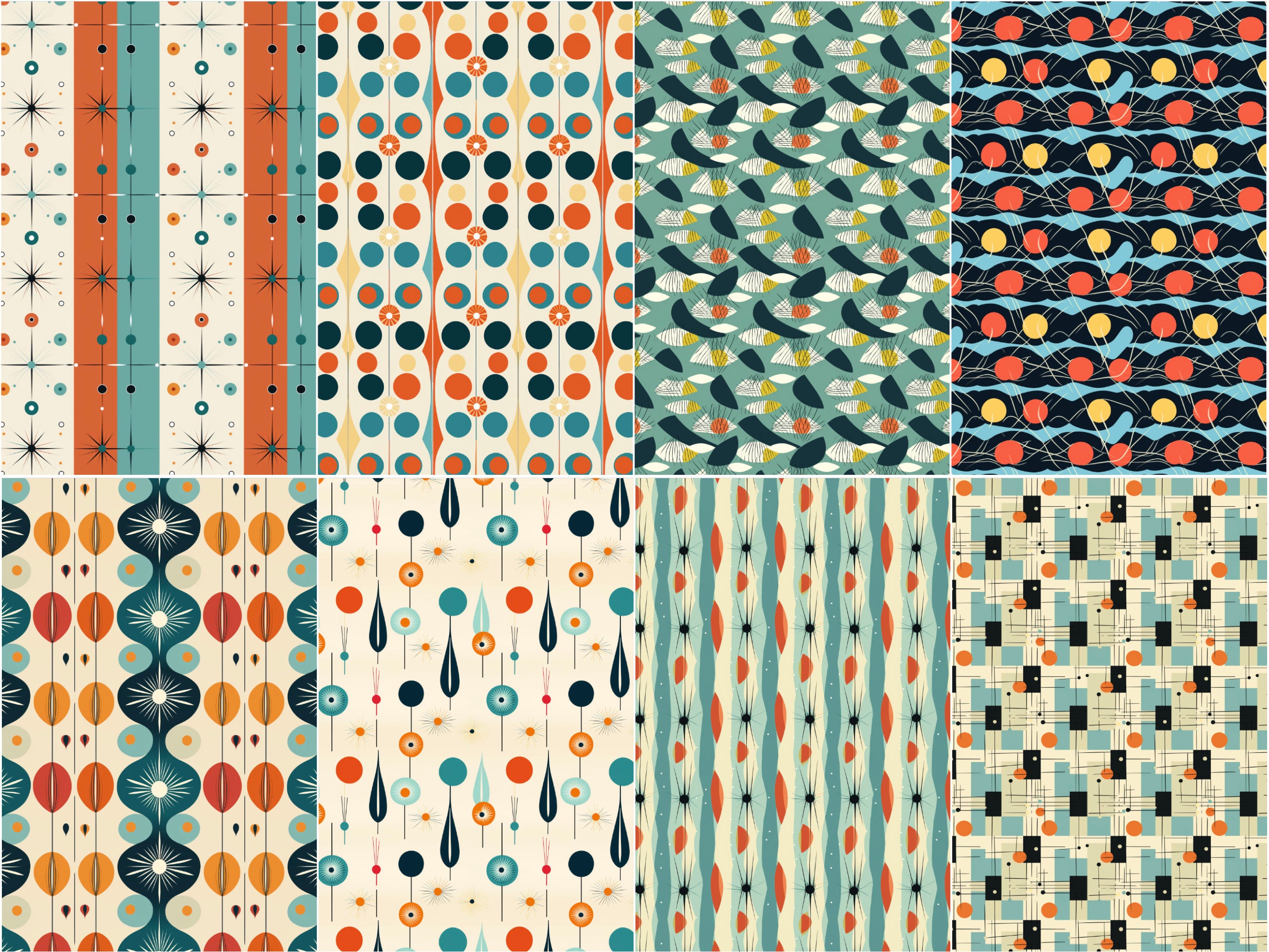 Retro Atomic, 20 Downloadable Seamless Tiled Patterns for Graphic ...