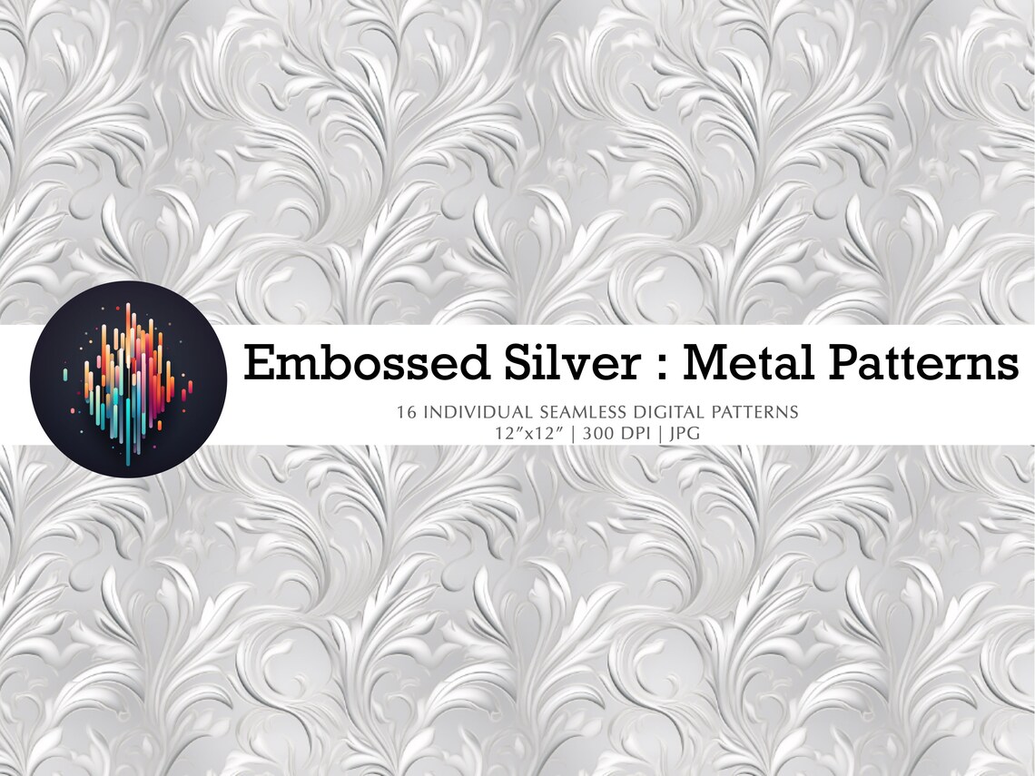 Embossed Silver Metal Patterns, 16 Downloadable Seamless Tiled Patterns ...