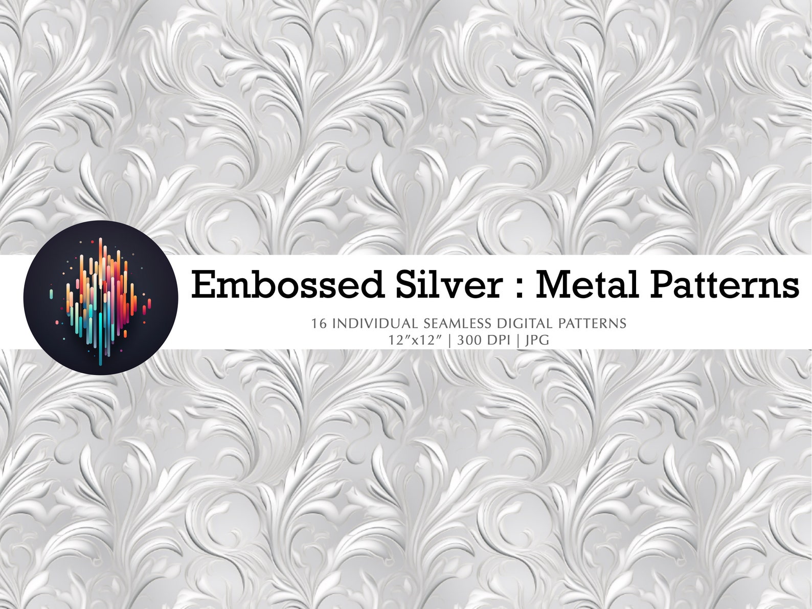 Embossed Silver Metal Patterns, 16 Downloadable Seamless Tiled Patterns ...